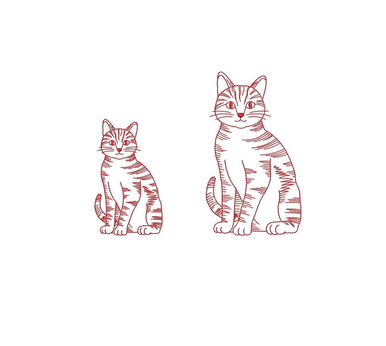 Redwork Tabby Cat Machine Embroidery Design. Cute Tabby Kitten - Etsy