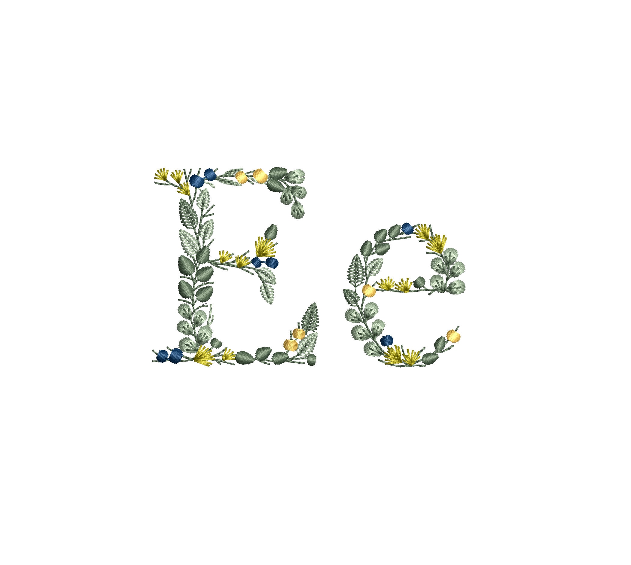 Machine Embroidery Design Small Letter E With Leaves Dainty Botanical ...