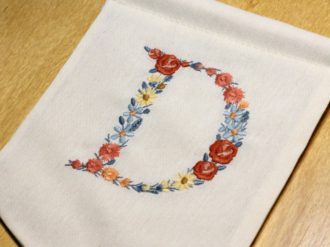 Machine Embroidery LETTER D Uppercase 3"/7,5 Cm Dainty Floral Font ...