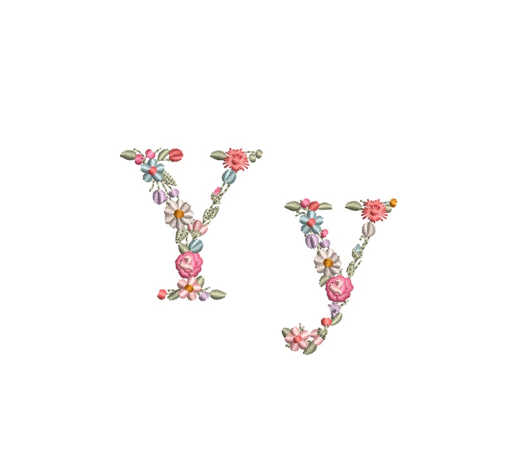 Machine Embroidery Design Floral Letter Y Upper and Lowercase Dainty ...