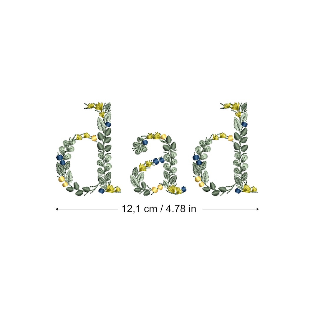 Machine Embroidery Design DAD (4.78") Botanical Letters 5x7" HOOP ...