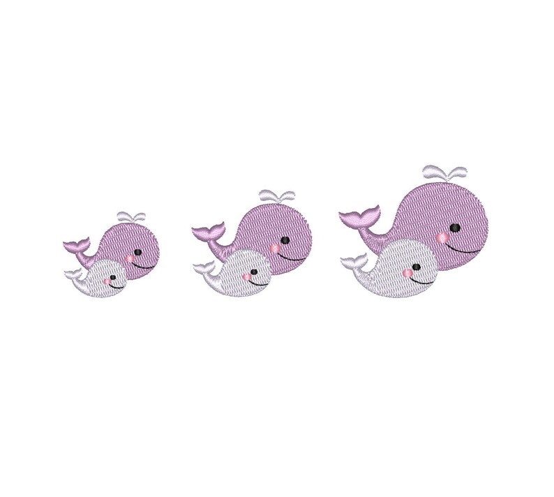 Mini Whales - Small Filled Machine Embroidery Design. 3 Sizes (4x4 Hoop ...