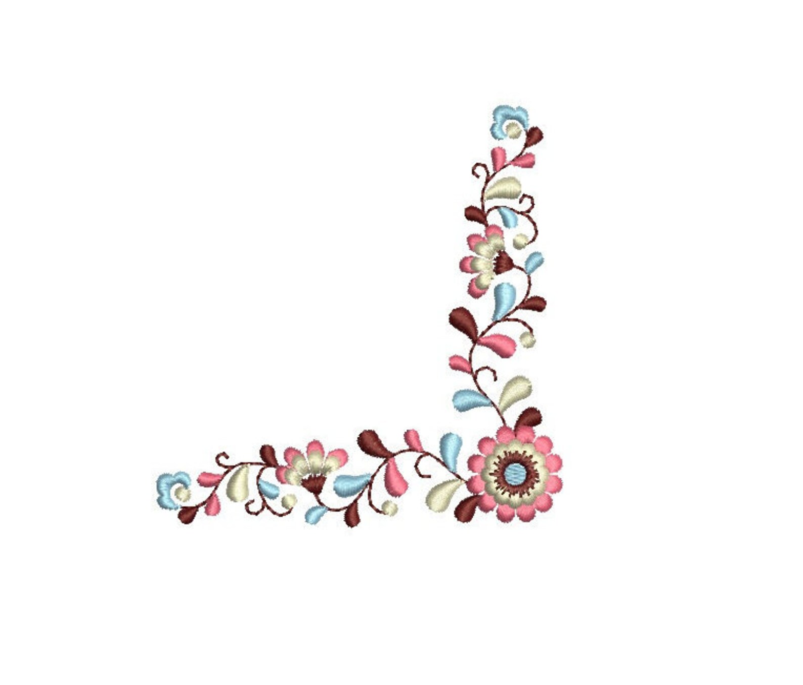 Guarda de flores en esquina Matriz de bordado a máquina. 2 - Etsy España