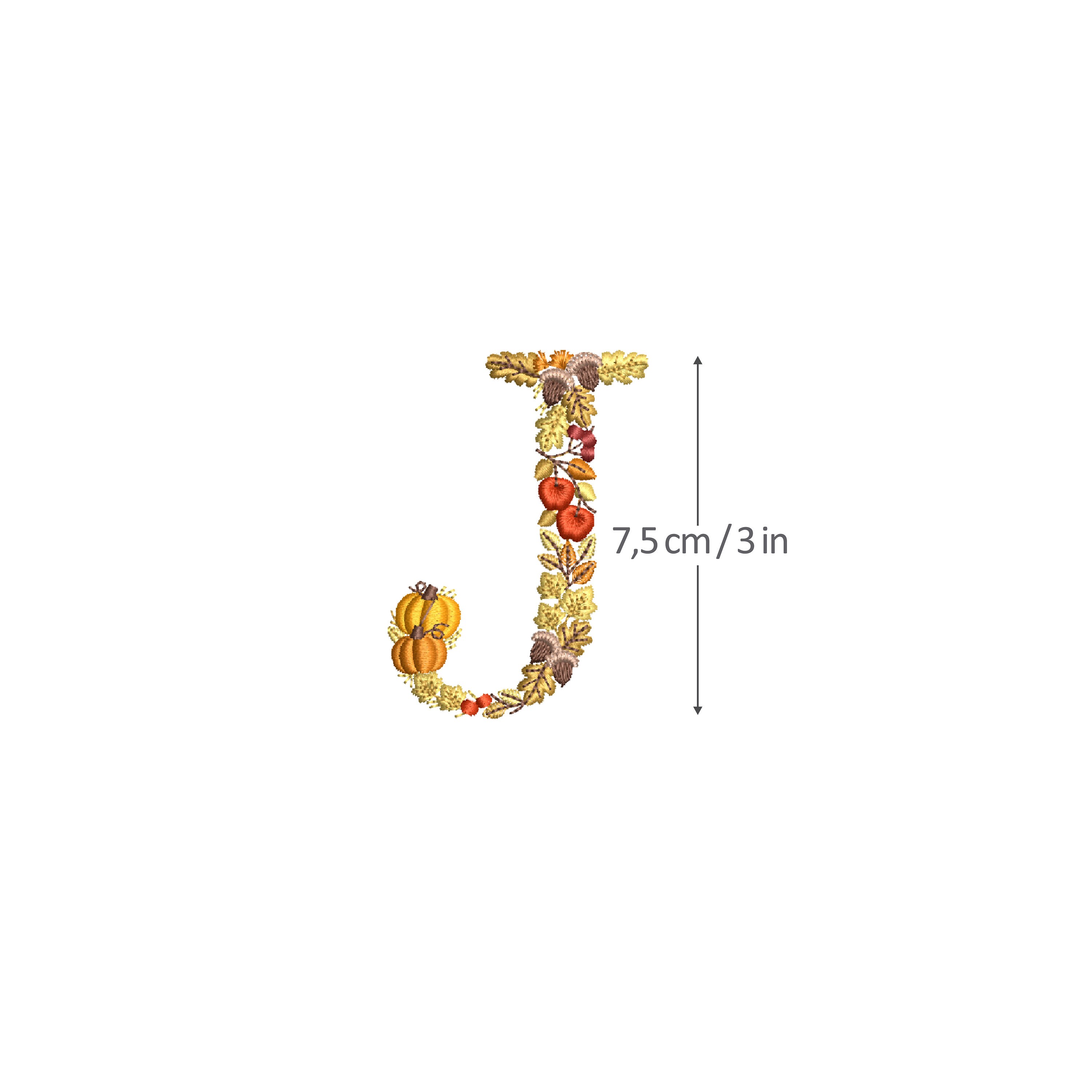 Machine Embroidery LETTER J Uppercase 3"/7,5 Cm Thanksgiving Font ...