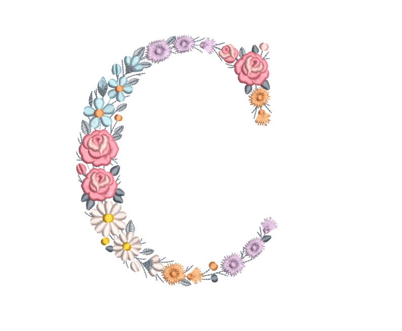 Machine Embroidery LETTER C Uppercase 15cm/6tall Dainty - Etsy