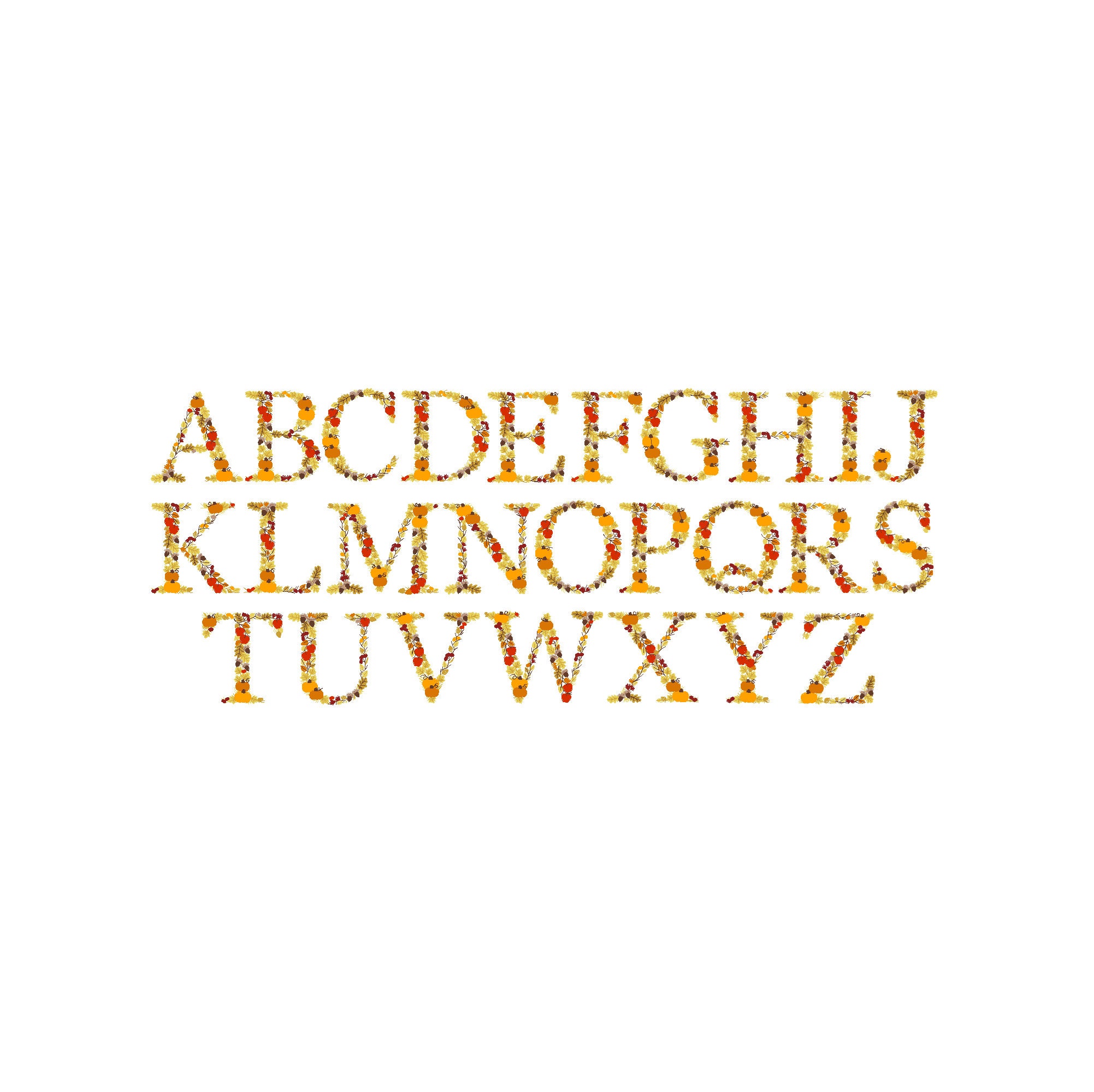 Thanksgiving Machine Embroidery Design Alphabet 4x4 Hoop Autumn Fall ...