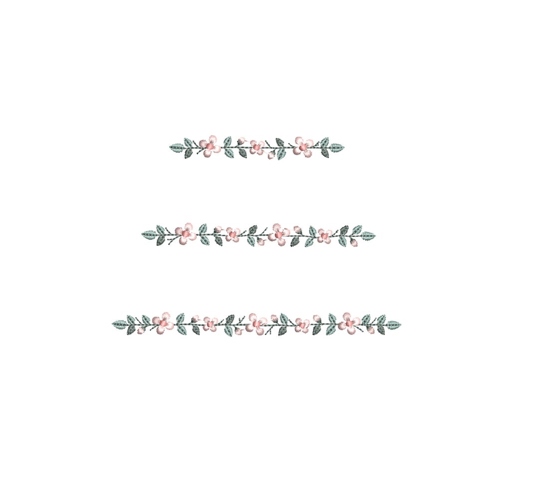 Dainty Border of Flowers Machine Embroidery Design Simple Floral ...