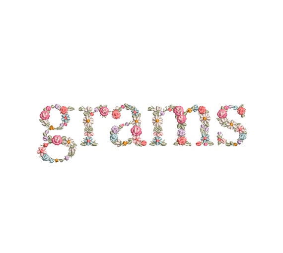 Machine Embroidery Design GRAMS in Floral Letters 5X7 HOOP - Etsy