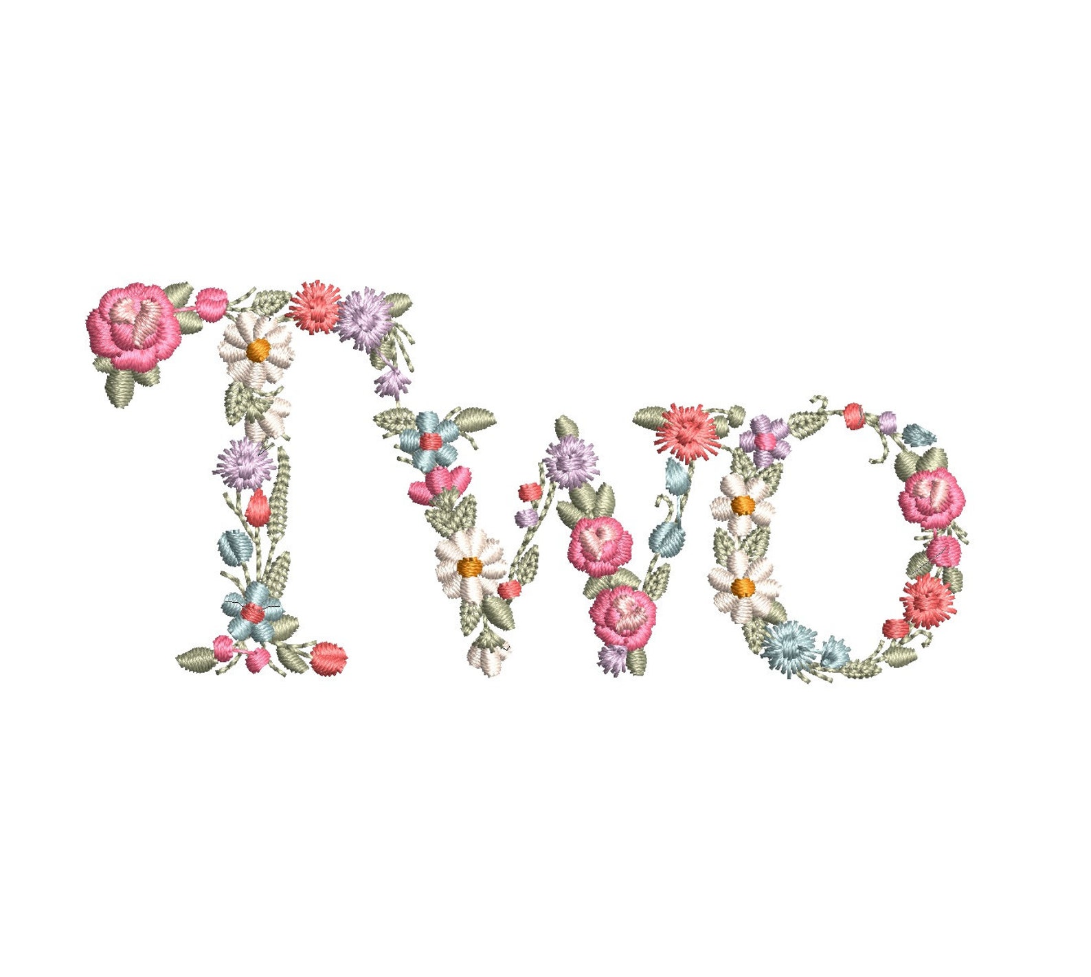 Machine Embroidery Design 4x4 Hoop second Birthday Two Year - Etsy