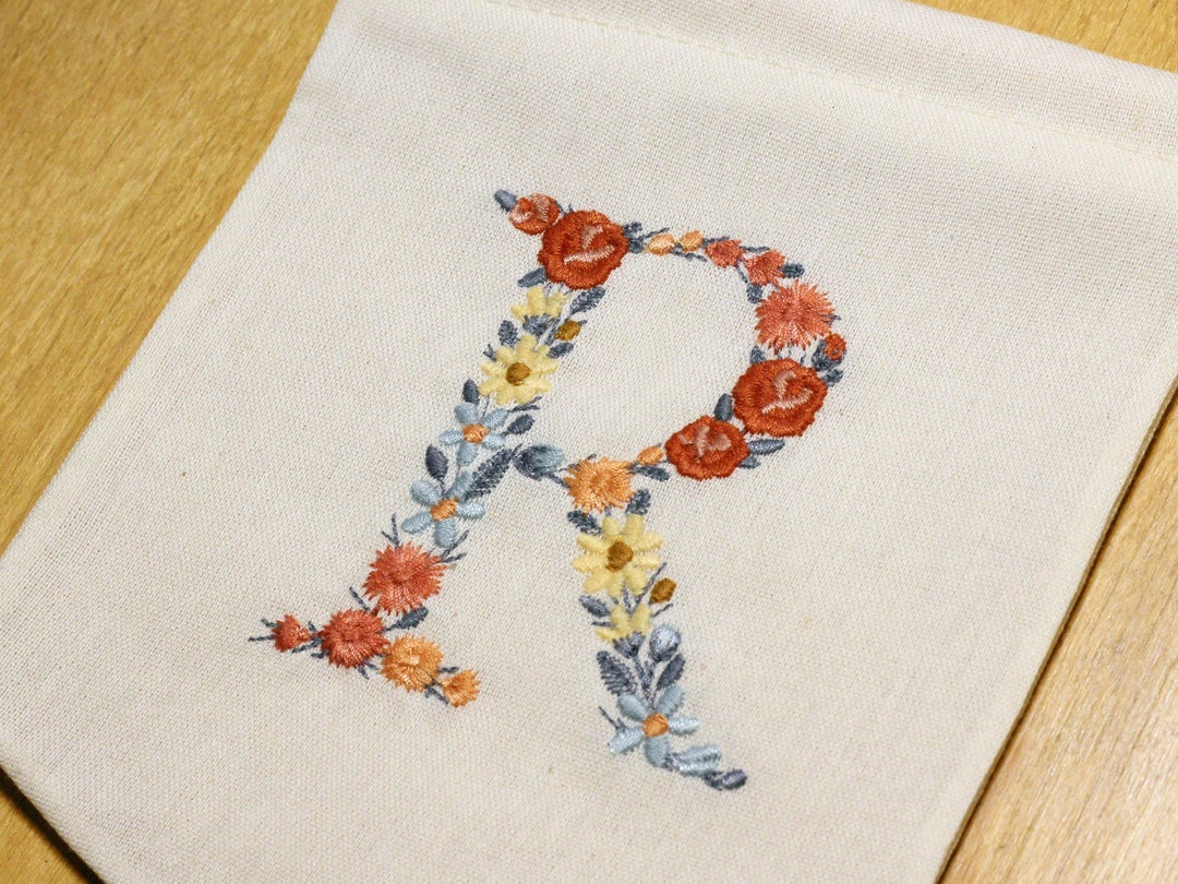 Machine Embroidery LETTER R Uppercase 3"/7,5 Cm Dainty Floral Font ...