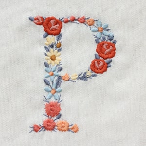 Machine Embroidery LETTER P Uppercase 3"/7,5 Cm Dainty Floral Font ...