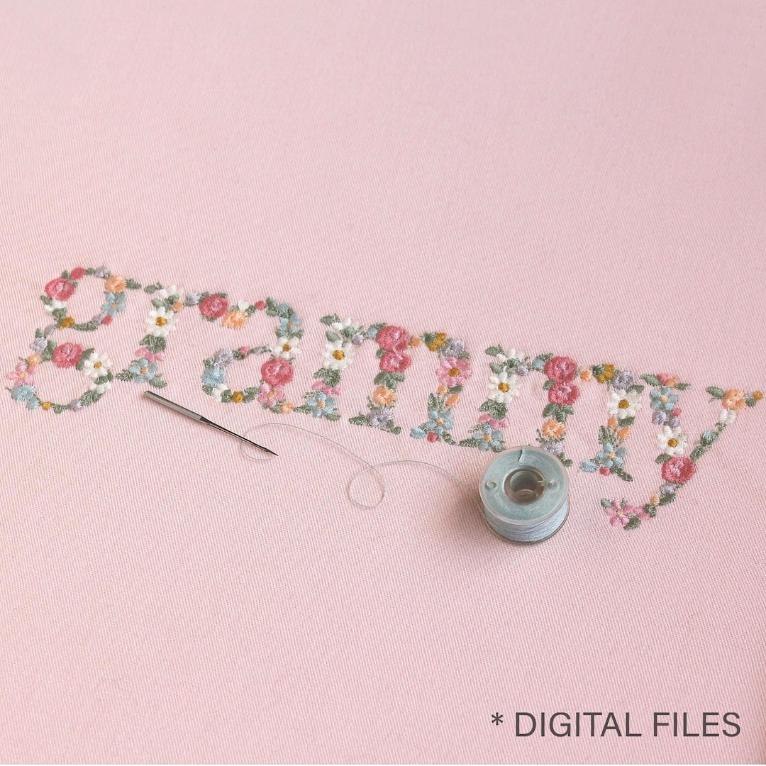 Machine Embroidery Design "grammy" in Floral Letters 5X7 HOOP Dainty ...