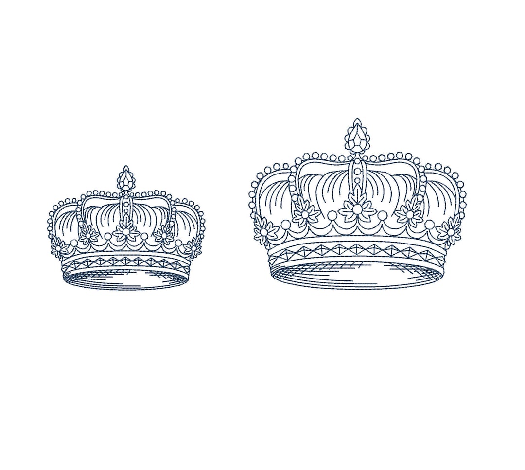 Redwork/bluework Vintage Crown Machine Embroidery Design. Victorian ...