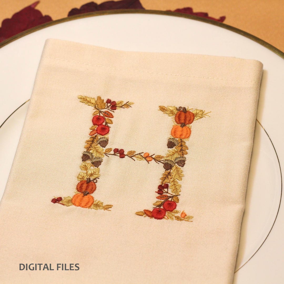 Machine Embroidery LETTER H Uppercase 3"/7,5 Cm Thanksgiving Font ...