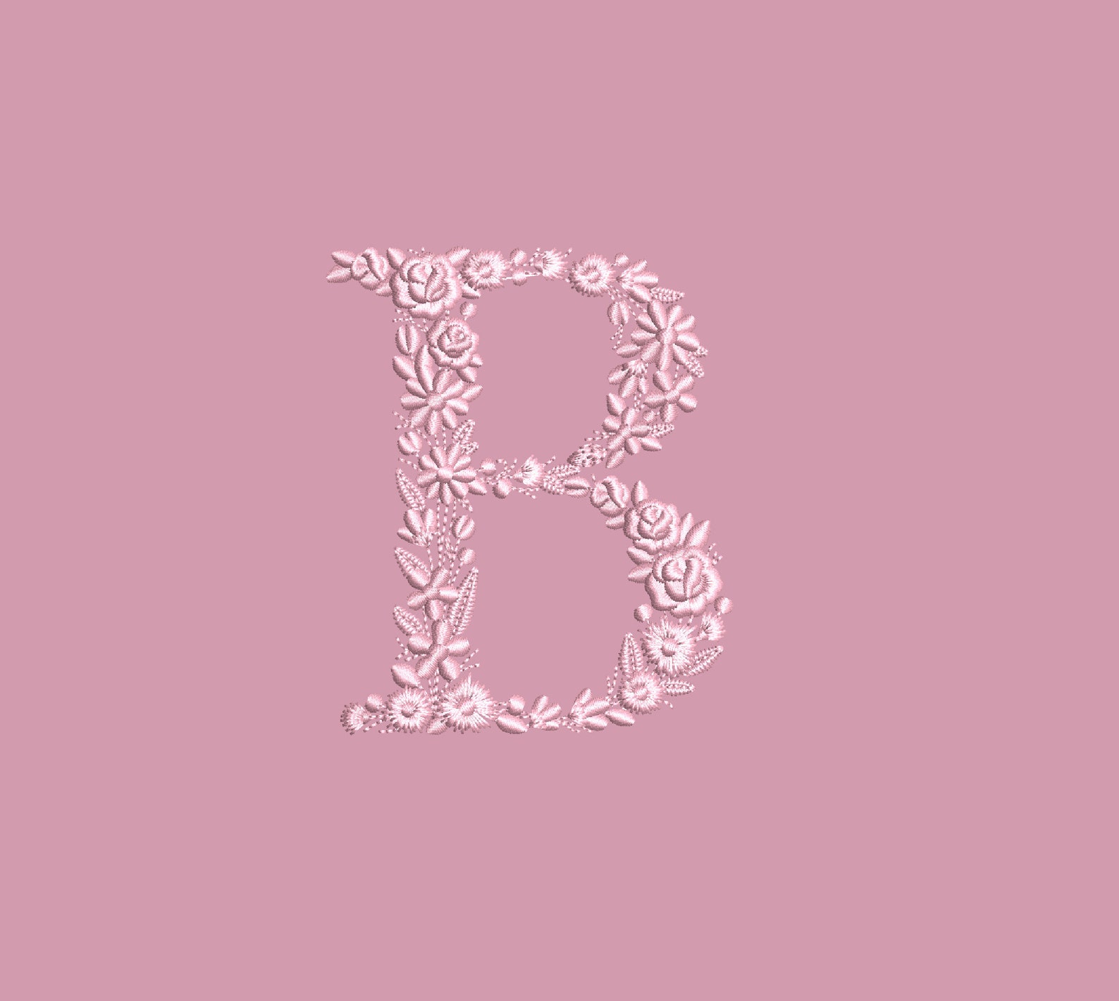 Machine Embroidery LETTER B Uppercase 10cm / 4" Tall Dainty Floral Font ...