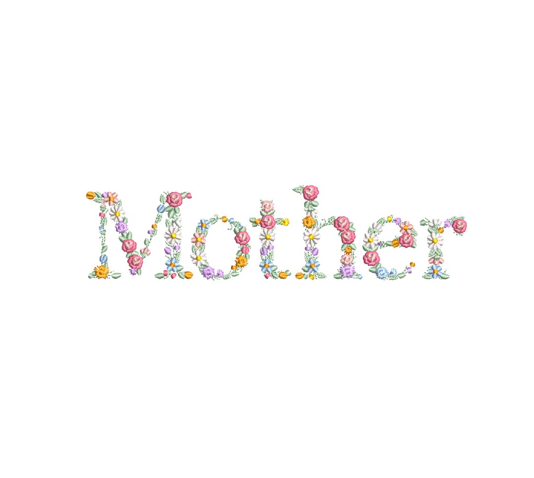 Machine Embroidery Design MOTHER in Floral Letters LARGE HOOP - Etsy
