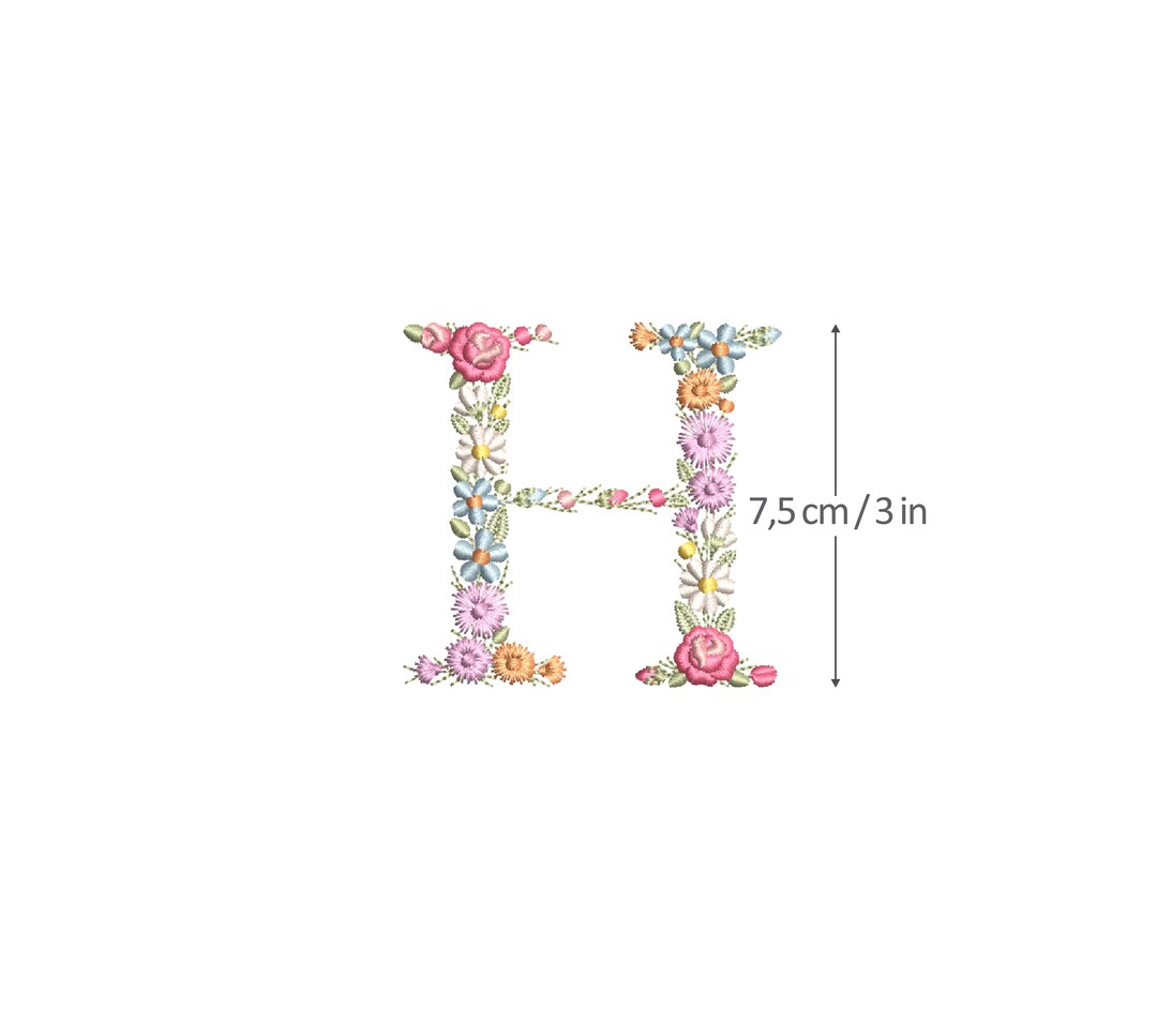 Machine Embroidery LETTER H Uppercase 3/75 Cm Dainty - Etsy