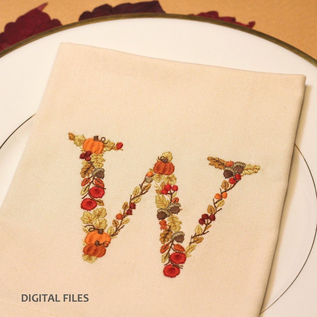 Machine Embroidery LETTER W Uppercase 3"/7,5 Cm Thanksgiving Font ...