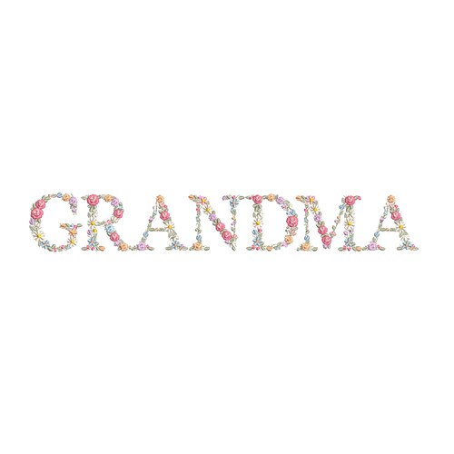 Machine Embroidery Design GRANDMA in Floral Letters 12 - Etsy
