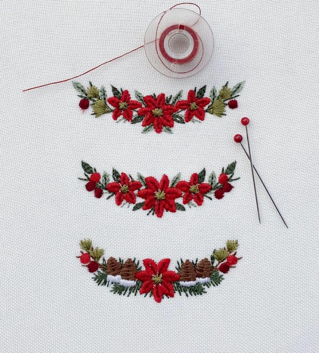 Mini Christmas Borders Botanical Floral Embroidery Designs 2"/5cm ...