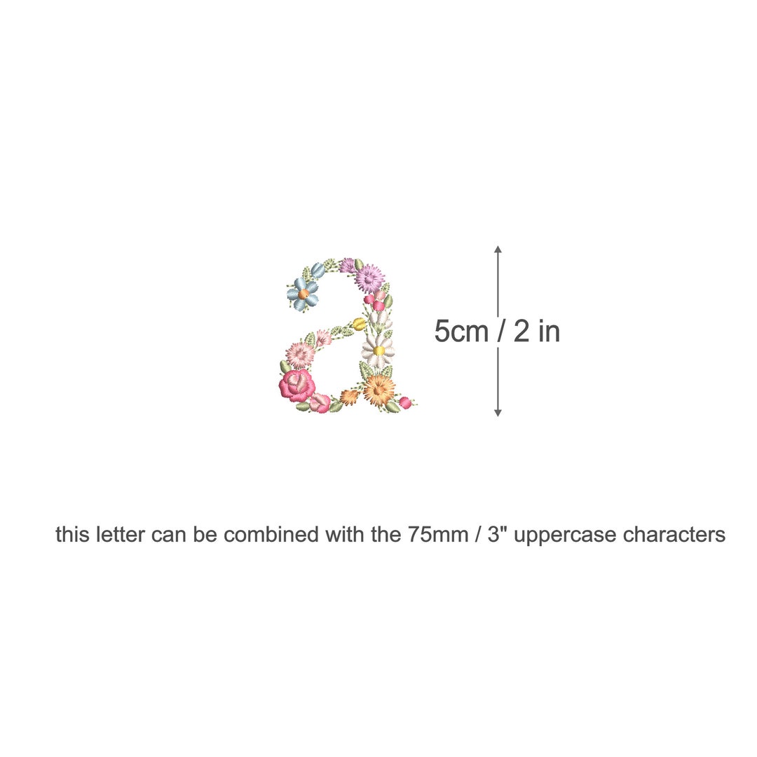 Machine Embroidery LETTER "a" Lowercase 2"/5 Cm Dainty Floral Font ...
