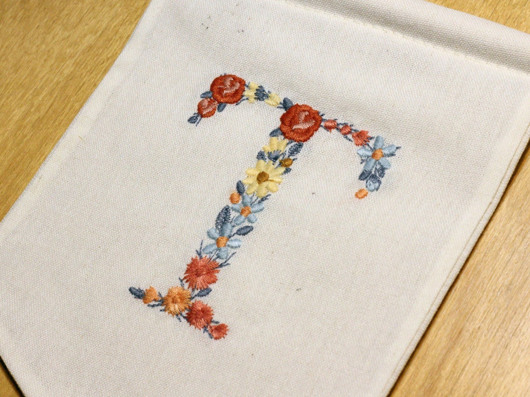 Machine Embroidery LETTER T Uppercase 3"/7,5 Cm Dainty Floral Font ...