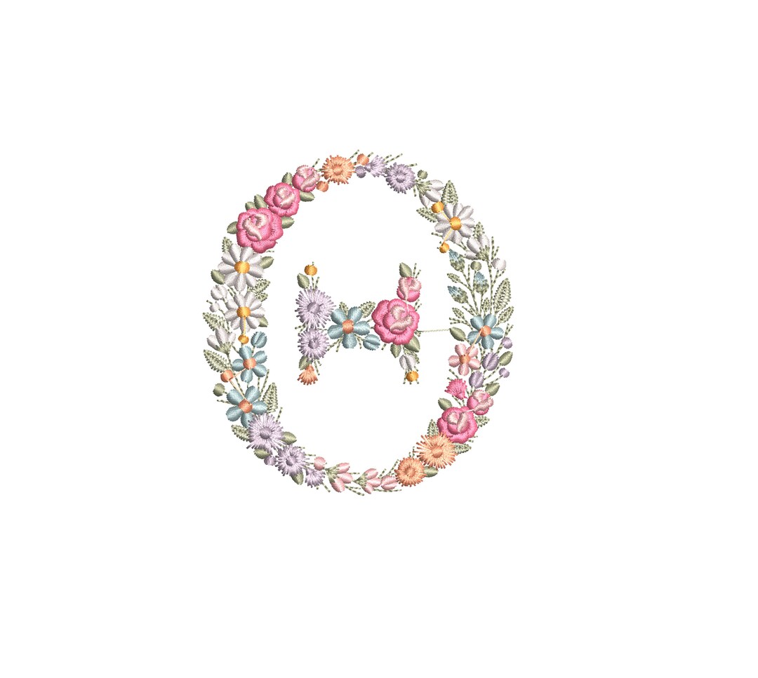 Machine Embroidery Letter θ THETA 10cm/4.10" Dainty Floral Greek Font ...