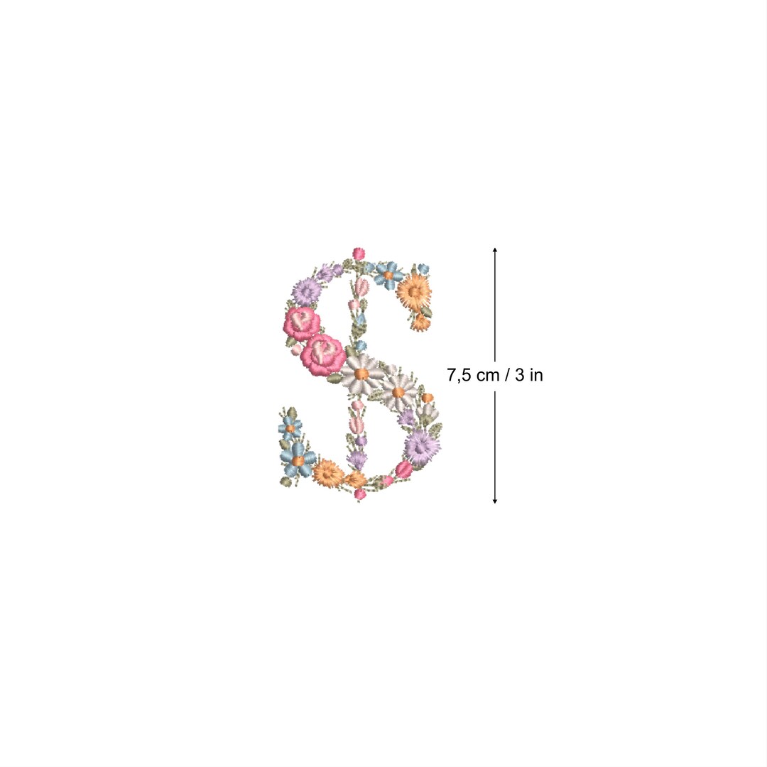 Machine Embroidery Design Money Symbol 3"/7,5 Cm Dainty Floral Font ...