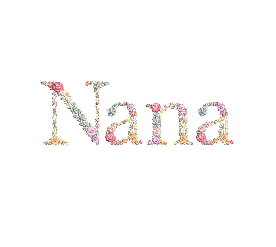 Machine Embroidery Design NANA 23cm / 8.95 Floral Letters LARGE HOOP ...