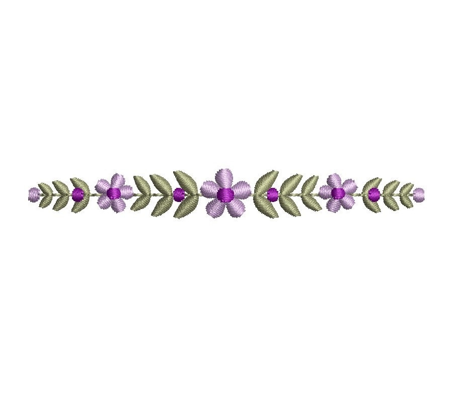 Small Flowers Border Machine Embroidery Design. 3 Sizes. Instant ...