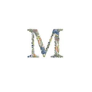 Machine Embroidery LETTER M Uppercase 3/7,5 Cm Forest Font Woodland ...
