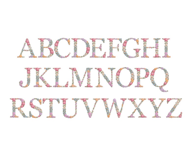 Machine Embroidery UPPERCASE ALPHABET 4x4 Hoop Heirloom Floral - Etsy UK