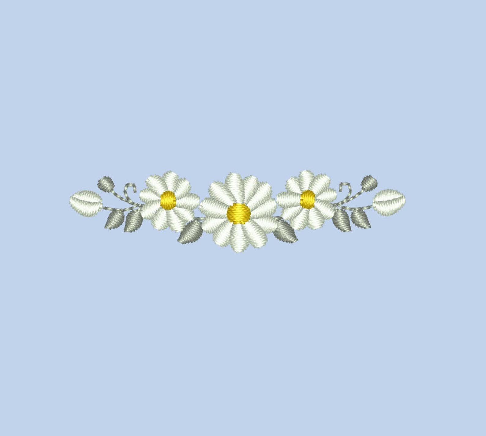 Small Flowers Border - Border of Daisies - Machine Embroidery Design. 3 ...