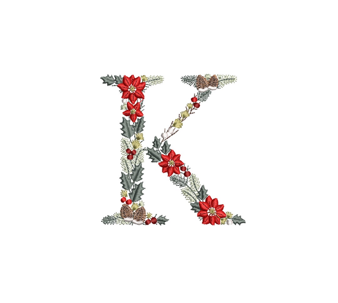 Machine Embroidery Christmas Letter K 4x4 Hoop Festive - Etsy