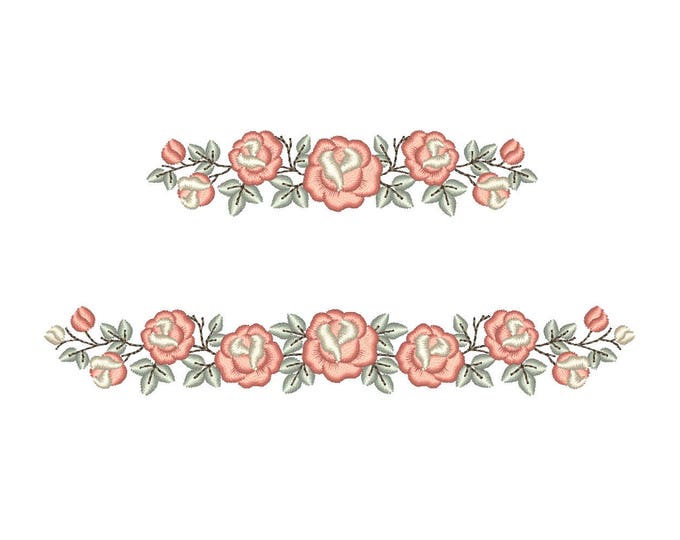 Rose Border Machine Embroidery Design Floral Border - Etsy