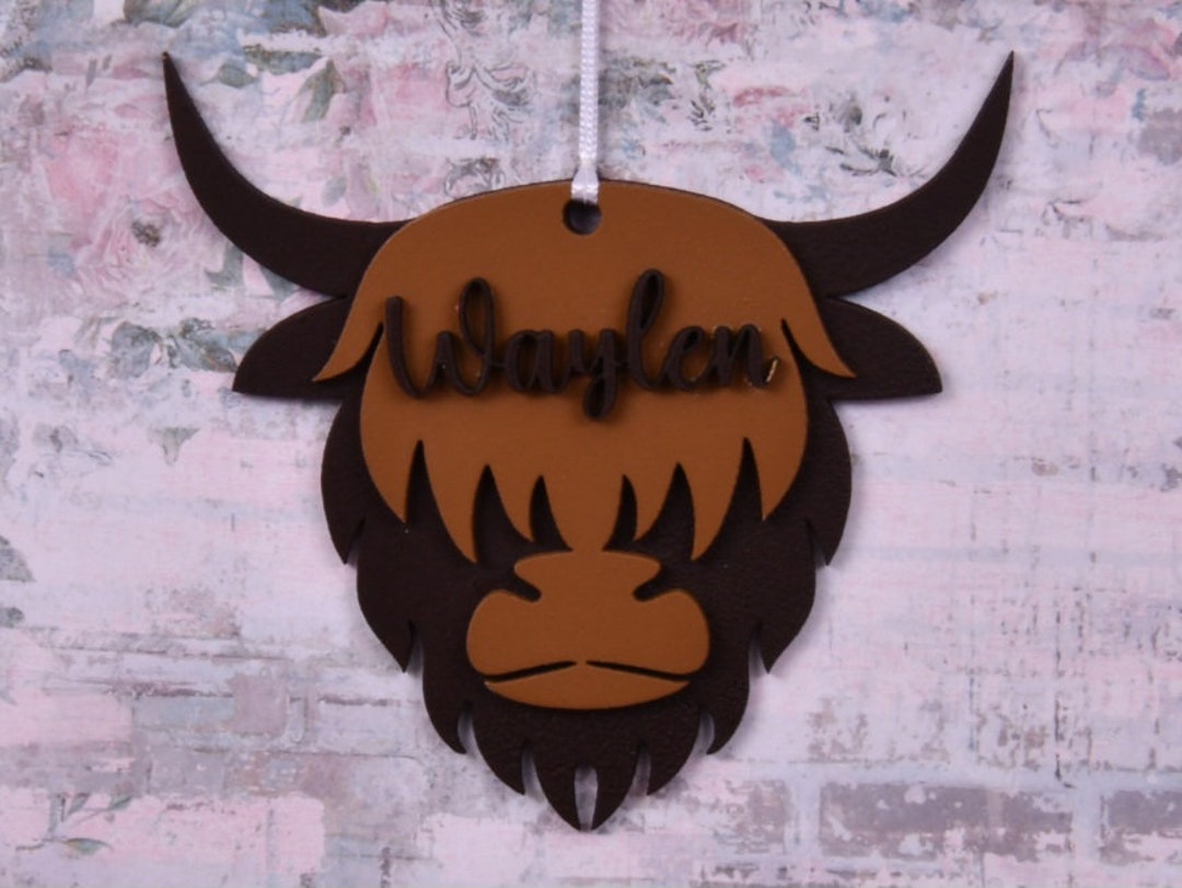 Highland Cow Name Tag (gift Basket or Easter Basket Ornament) - Etsy