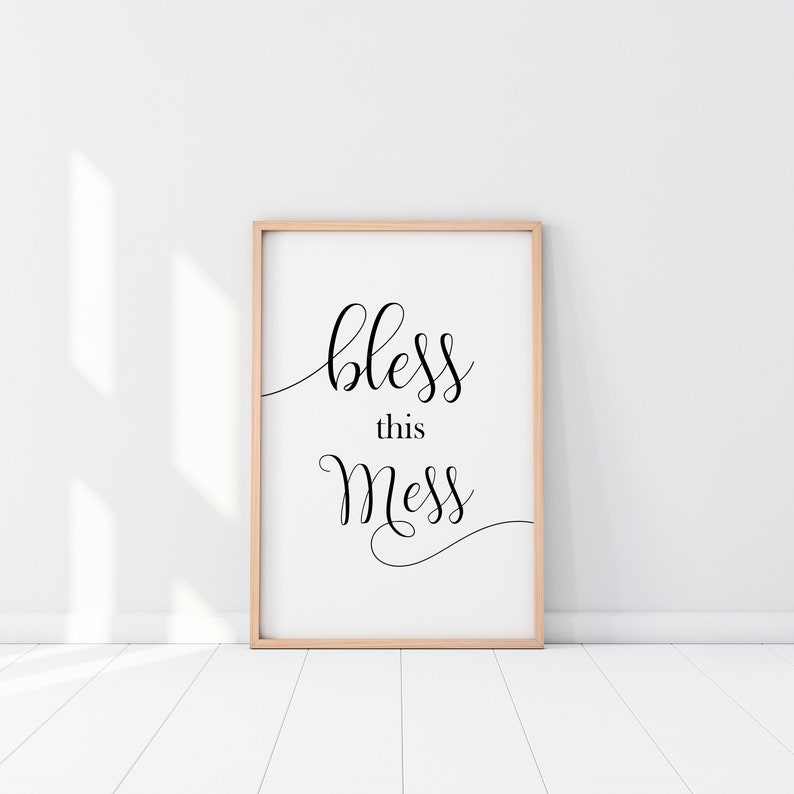 Bless This Mess Printable Quotes Kitchen Wall Decor Typography | Etsy