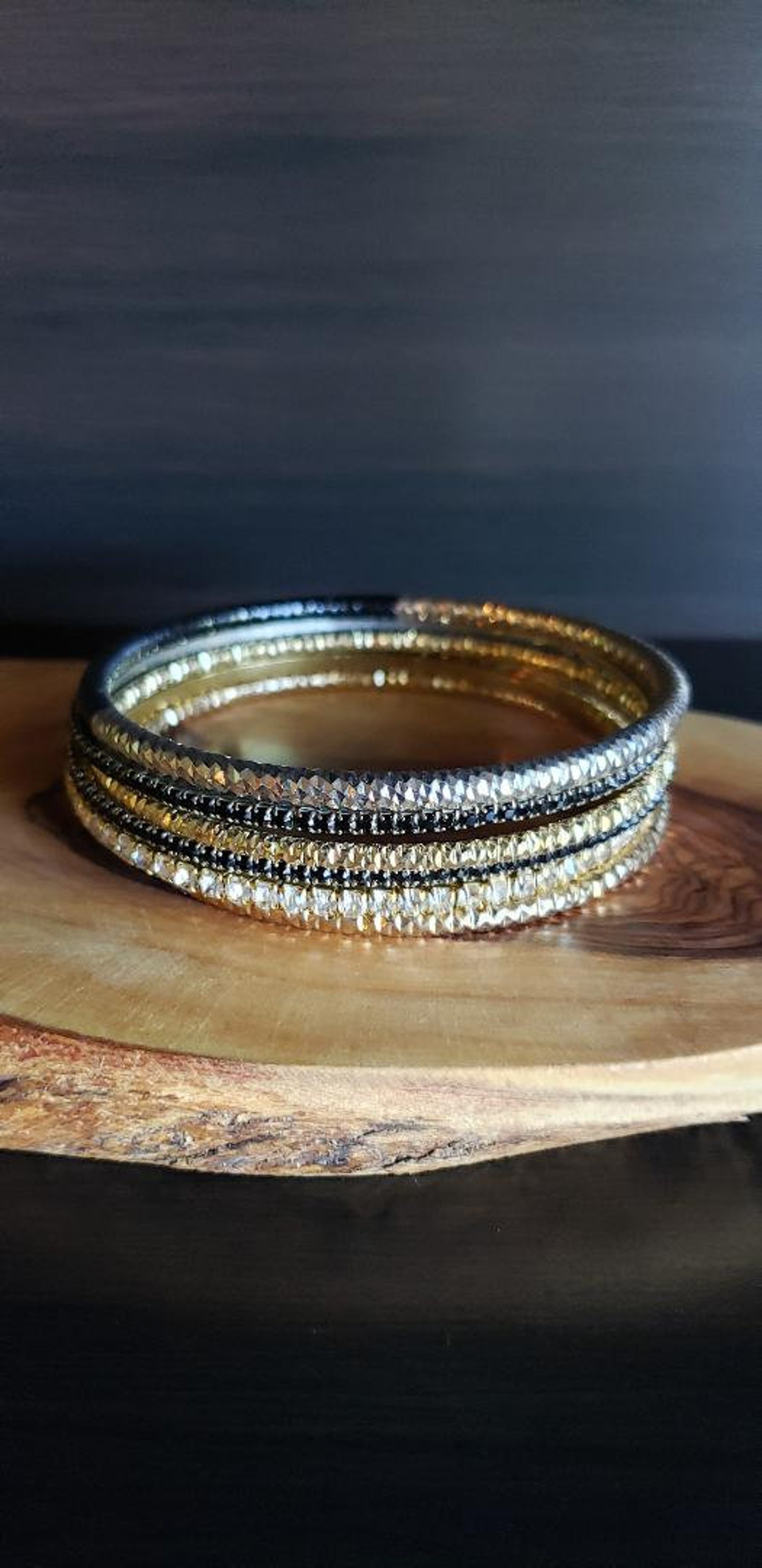 Vintage Black and Gold Bangle Stack Bangle Stack Bangle Set - Etsy