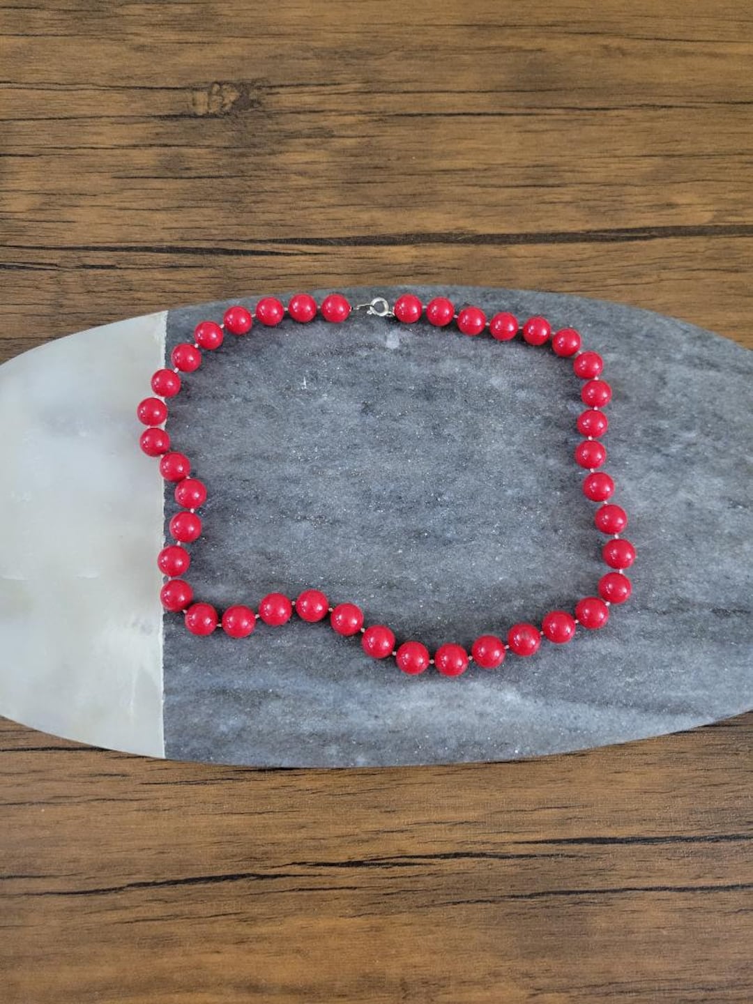 Vintage Red Necklace, Vintage Necklace, Red Necklace, Red Jewelry ...