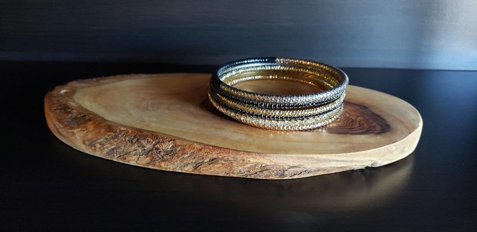 Vintage Black and Gold Bangle Stack Bangle Stack Bangle Set - Etsy