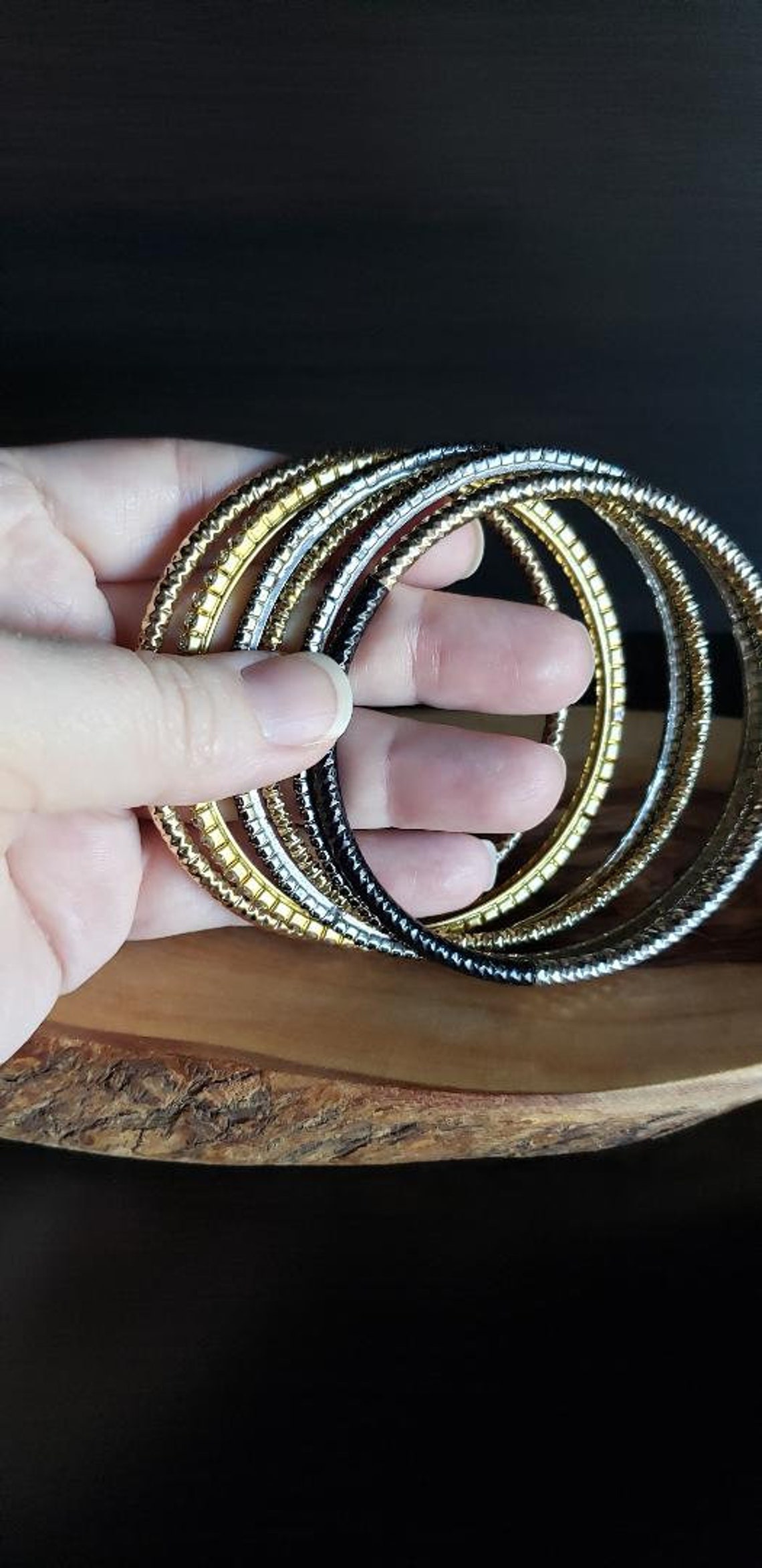 Vintage Black and Gold Bangle Stack Bangle Stack Bangle Set - Etsy