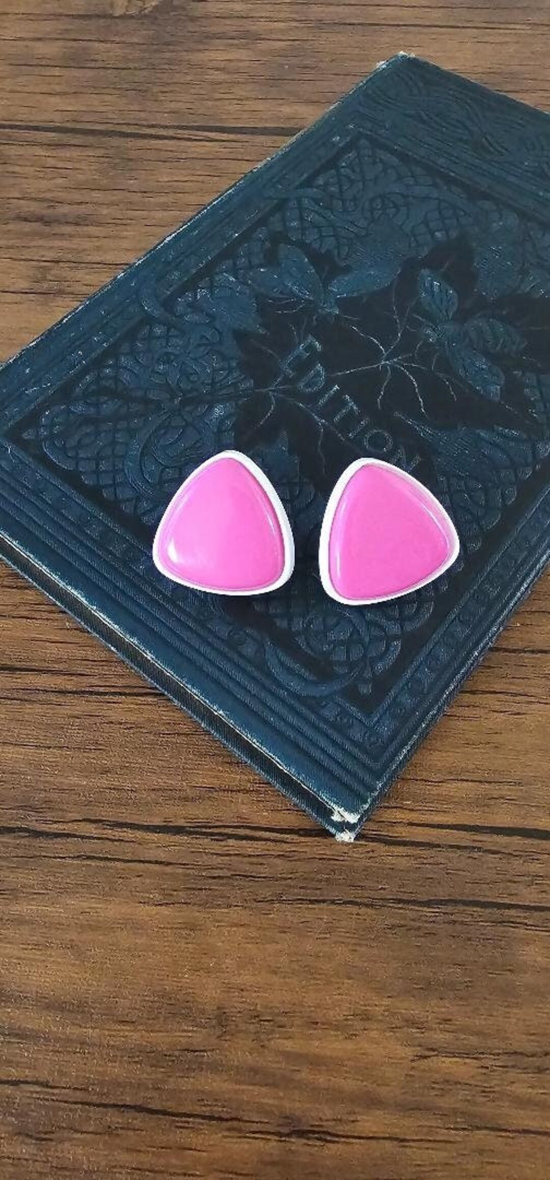 Vintage Pink and White Earrings, Vintage Geometric Earrings, Vintage ...