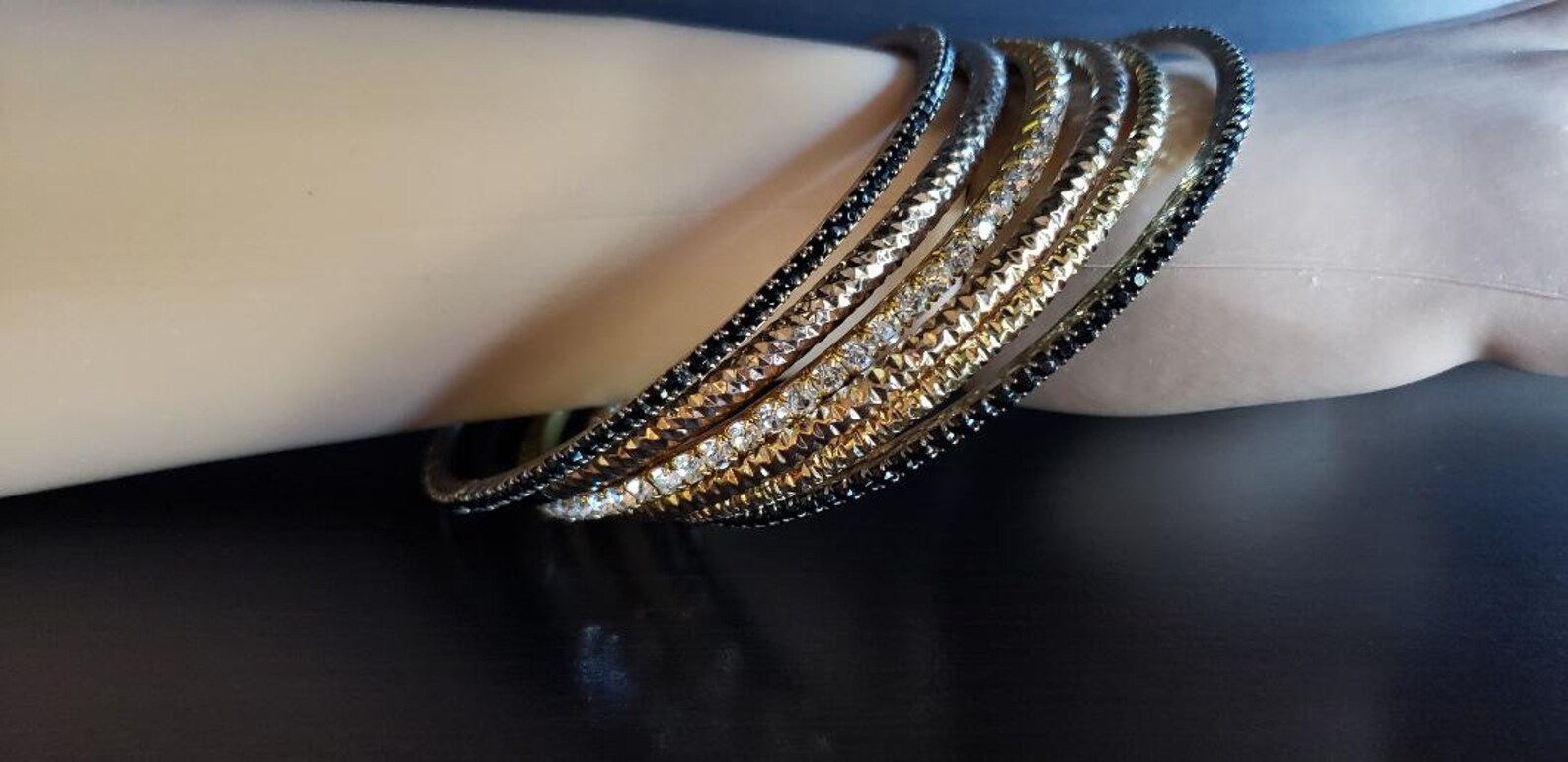 Vintage Black and Gold Bangle Stack Bangle Stack Bangle Set - Etsy