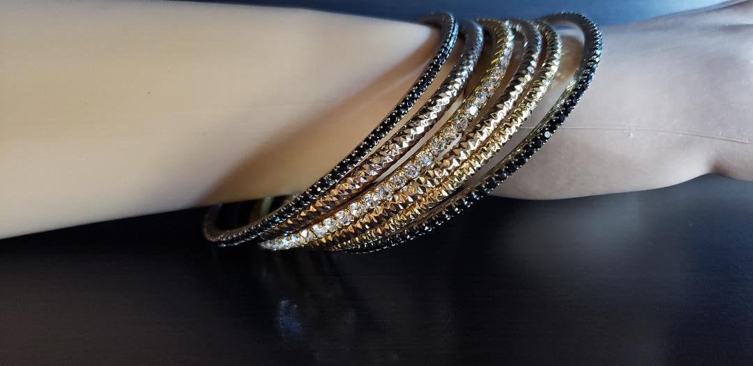 Vintage Black and Gold Bangle Stack Bangle Stack Bangle Set | Etsy