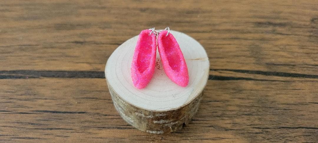 Neon Pink Barbie Earrings, Neon Pink Barbie Heel Earrings, Hot Pink ...