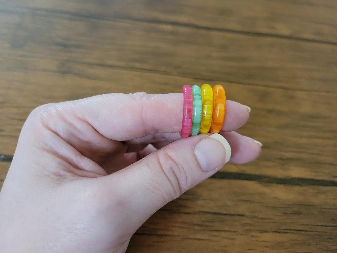 Vintage Lucite Rings, Vintage Lucite Ring, Stacking Rings, Summer ...