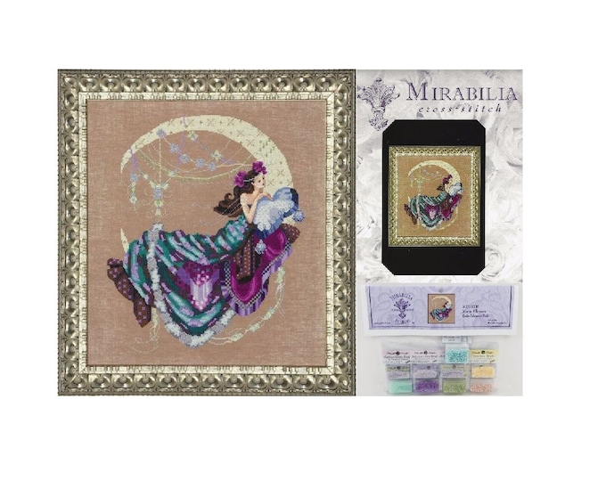 MIRABILIA Cross Stitch PATTERN & EMBELLISHMENT Pack Moon Flowers MD137 ...