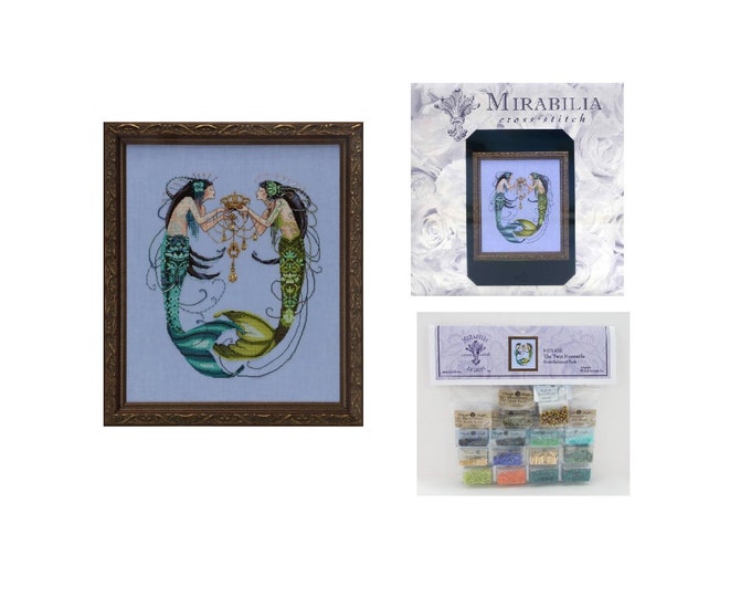 MIRABILIA Cross Stitch PATTERN & EMBELLISHMENT Pack Twin Mermaids MD141 ...