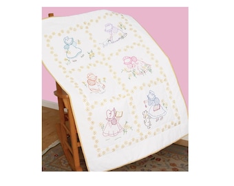 Finished Embroidery Blocks Sunbonnet Babies Quilt Kit - Pre-Cut ...