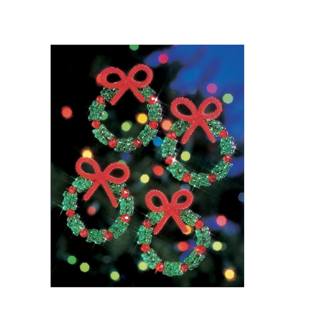 The Beadery Beaded Christmas Ornament Craft Kit 5484 Holiday Wreaths ...